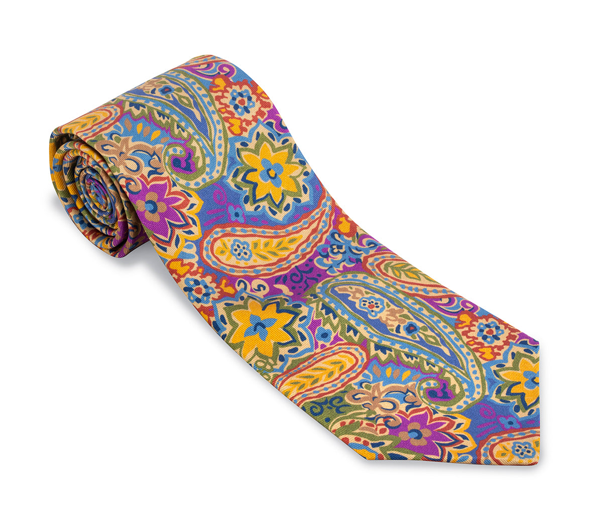 Blue/Purple/Gold Freeport Paisley Necktie - F5832 | R. Hanauer Bow Ties