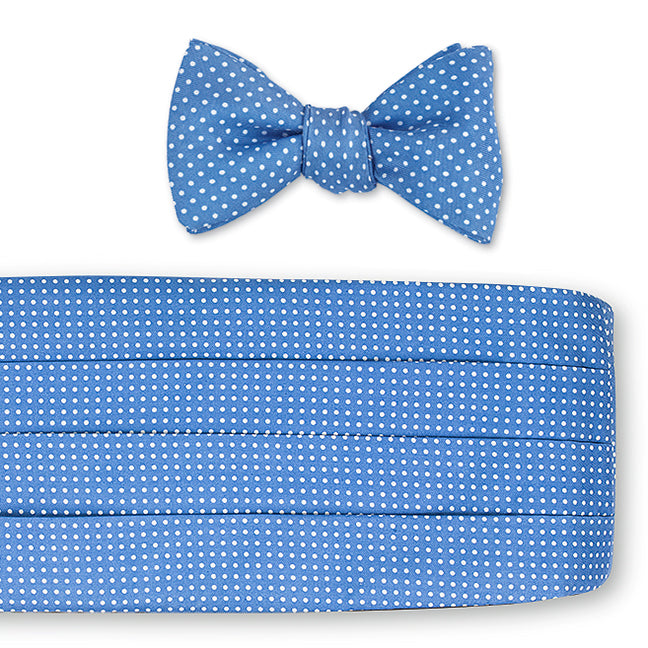 Light Blue Halstead Spots Cummerbund Set - CB4407 | R. Hanauer Bow Ties