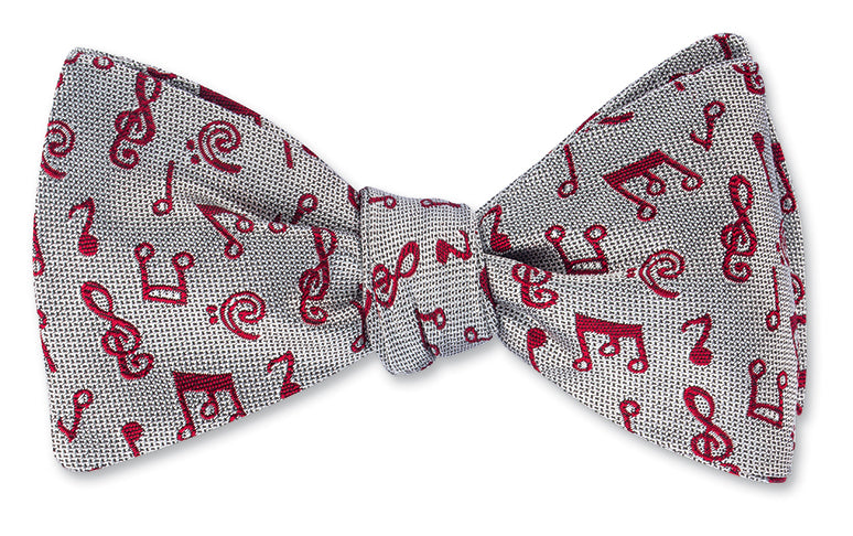 White/Red Music Notes Bow Tie | R. Hanauer Handmade Bow Ties